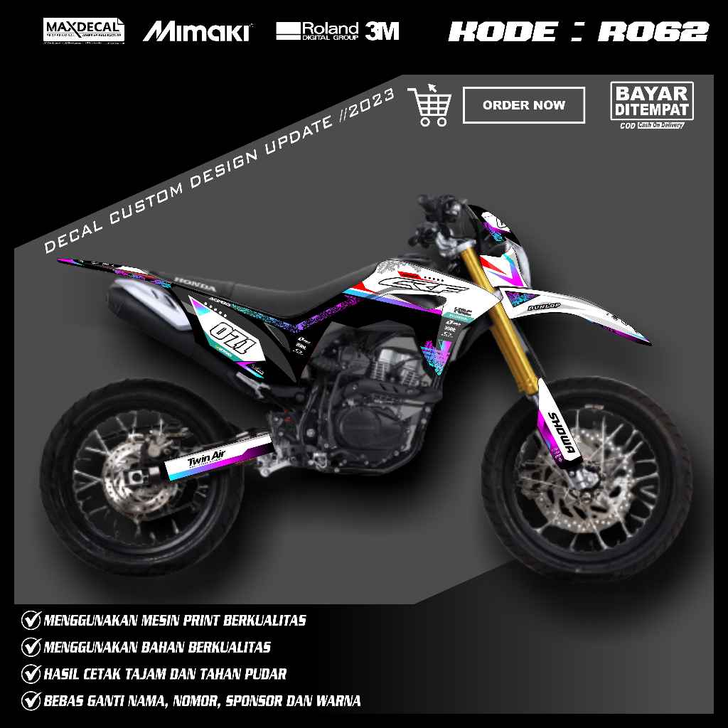 Jual Sticker decal CRF 150 L Terbaru minimalis Fullbody - Decal CRF 150 L Trail Supermoto R062 ...