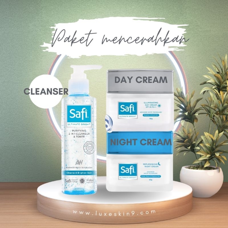 Jual Paket Safi Ultimate Bright 2 In 1 Cleanser 150+Ultimate Bright Illuminating Day Cream ...