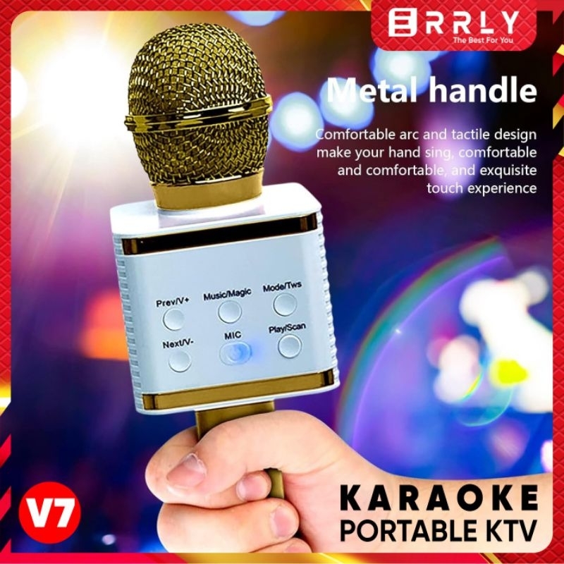 Jual Mic Karaoke V7 Microphone Bluetooth Karoke Portable Mikrofon Wireless WSTER New Smule Bisa ...