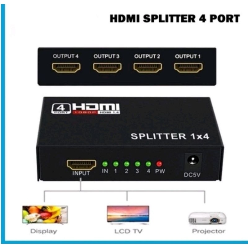 Jual HDMI SPLITTER 4PORT ( 1 INPUT 4 OUTPUT) | Shopee Indonesia