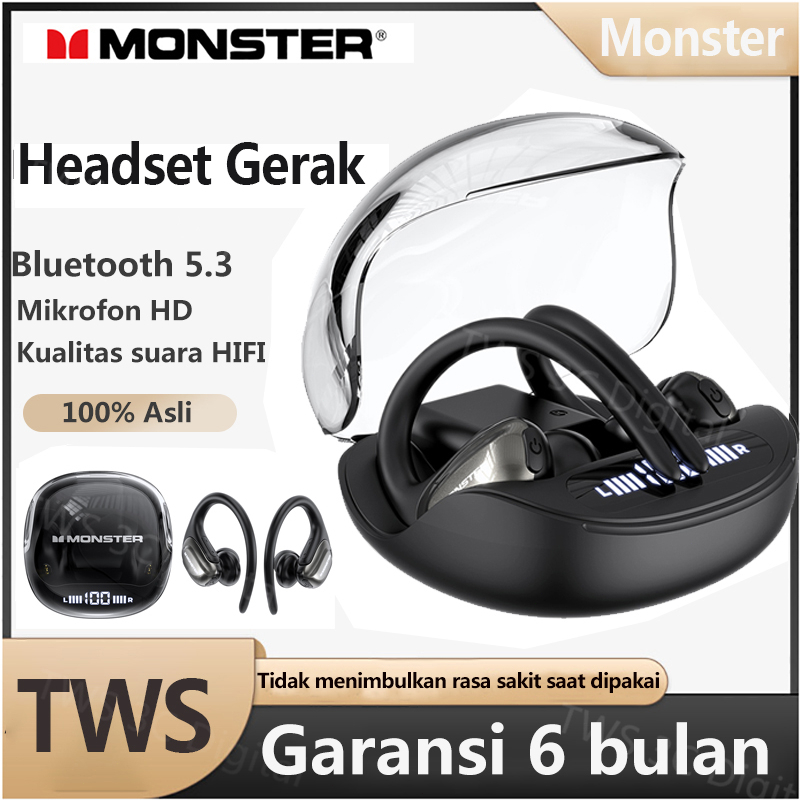 Jual TWS Monster Earphone Olahraga Bluetooth 5.3 Hanging Wireless ...