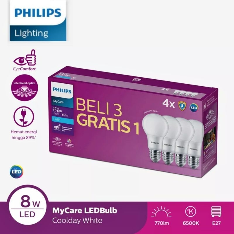 Jual Led MultiPack PHILIPS 8 Watt Beli 3 Gratis 1 MyCare - Lampu Pack ...