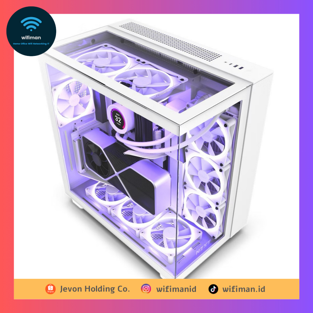 Jual NZXT H9 Flow Mid Tower PC Case Hitam Putih Black White Bkn O11 ...