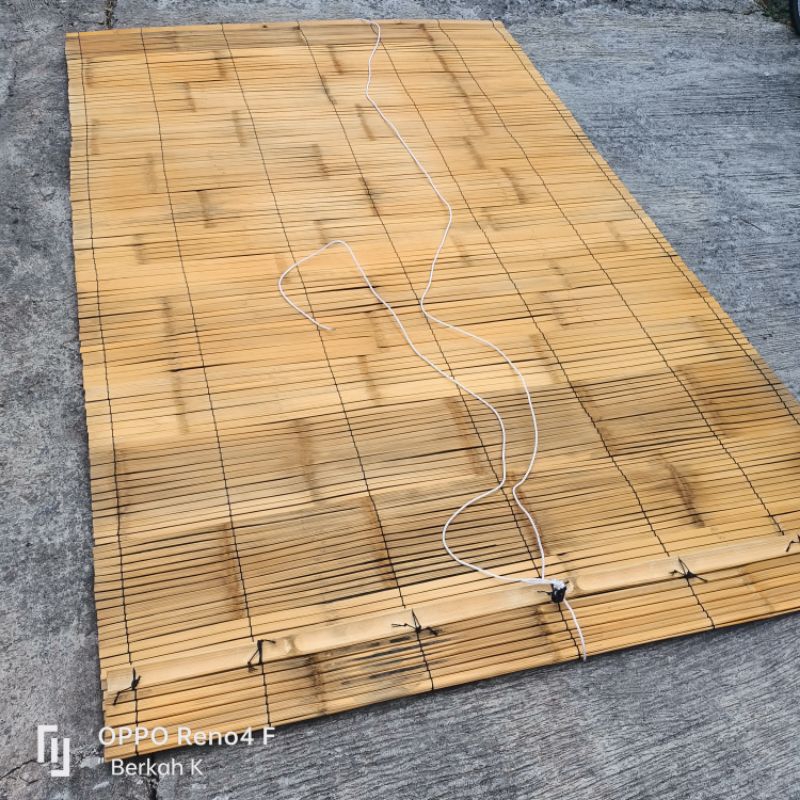 Jual Tirai bambu putihan 3 lembar plitur vernis lengkap katrol cincin ...