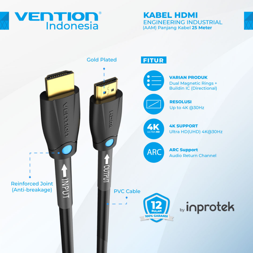 Jual Vention Kabel HDMI Engineering 4K 3D Konstruksi Industrial AAM 25m | Shopee Indonesia
