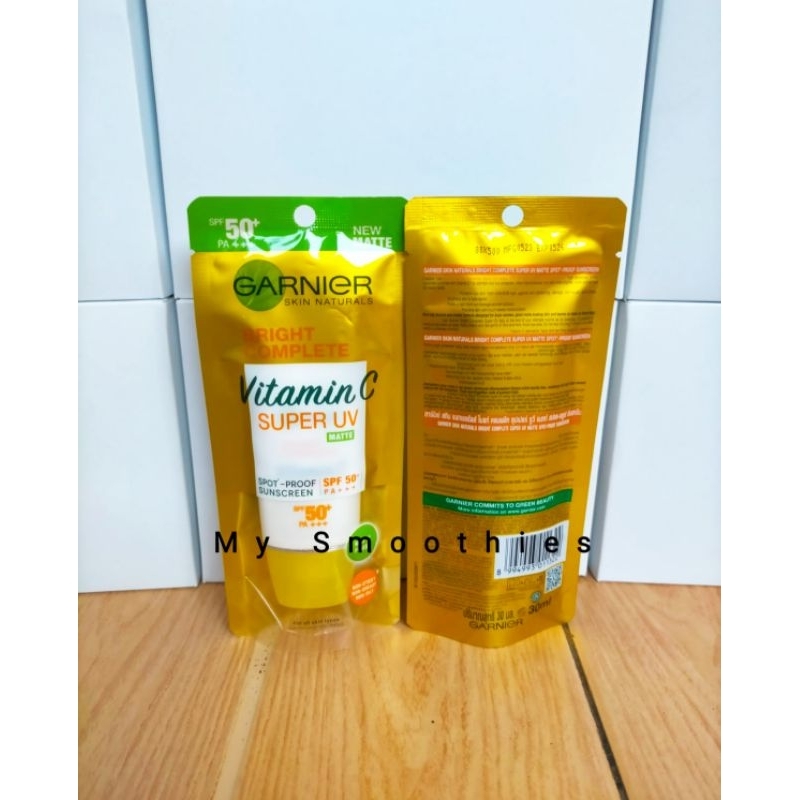 Jual Garnier bright complete super UV matte SPF 50+ 15ml/30ml/Sunscreen ...