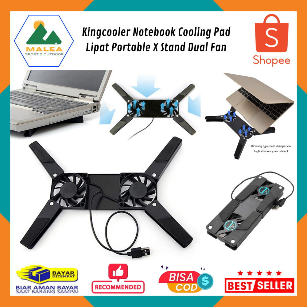 Jual Kingcooler Notebook Cooling Pad Lipat Portable X Stand Dual Fan ...