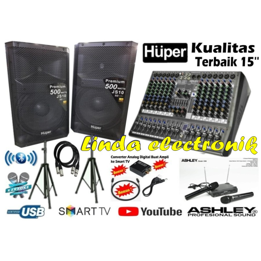 Jual paket indoor outdoor huper js10 mixer ashley 12 channel original | Shopee Indonesia