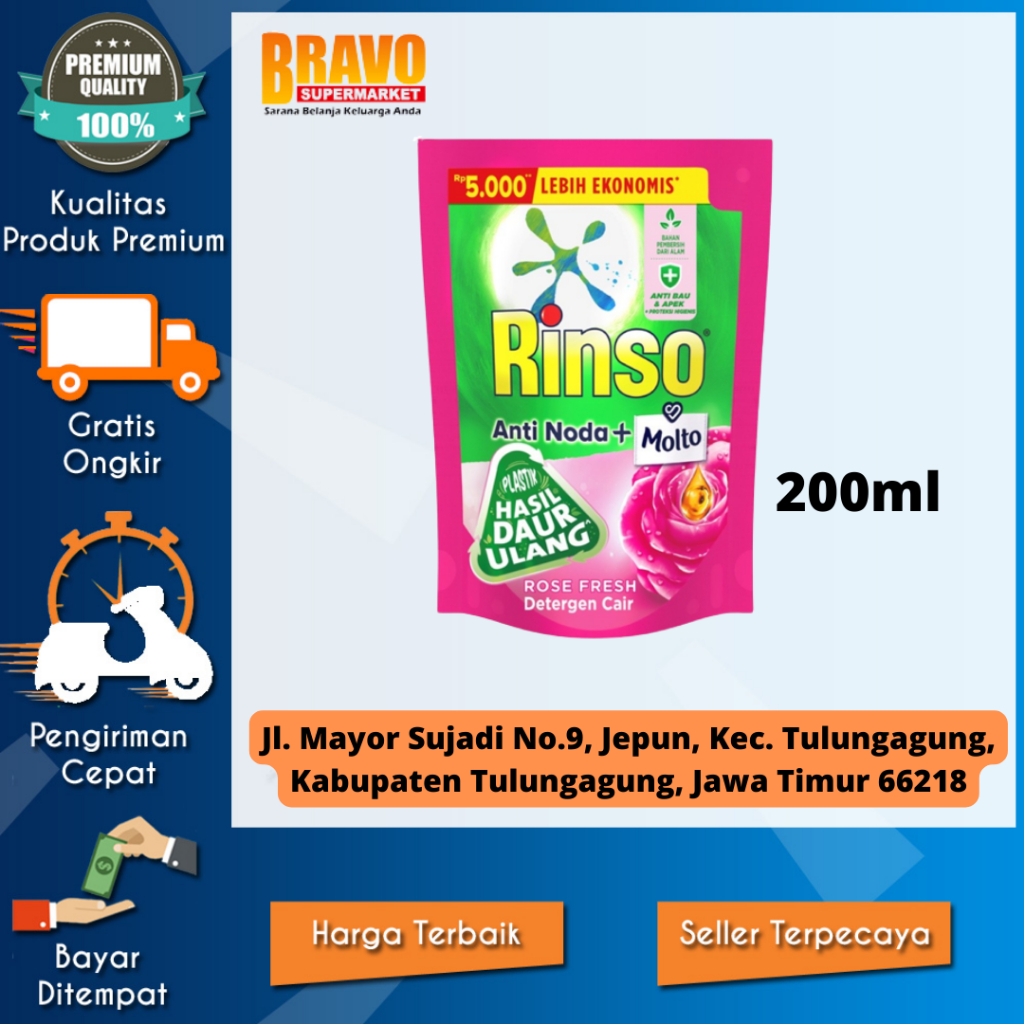 Jual Bravo Supermarket Tulungagung - Rinso Molto Detergen Cair Kemasan ...