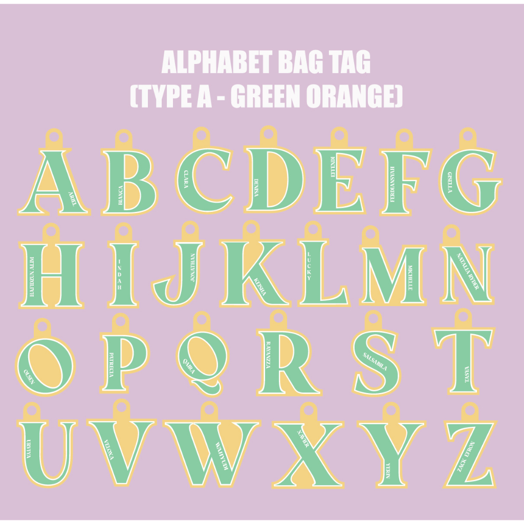 Jual Gantungan Nama bag tag huruf Alphabet green | Shopee Indonesia
