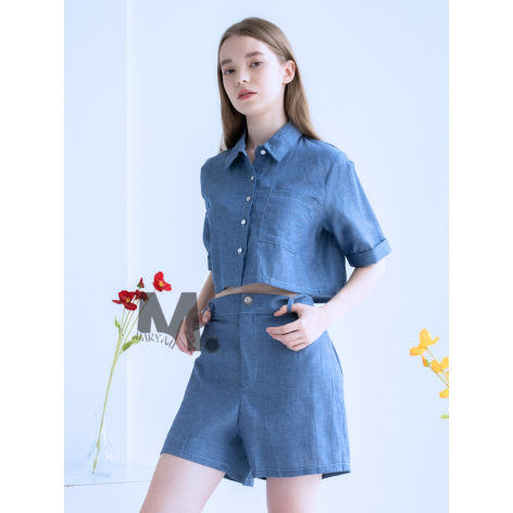 Jual Mariam One Set Atasan dan Bawahan Wanita Denim Crop ATS022 ...