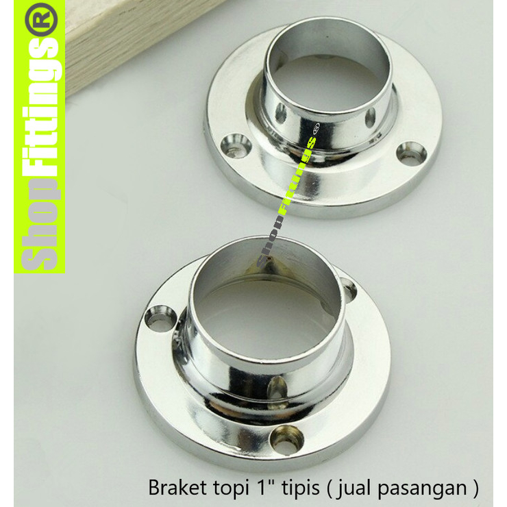 Jual Bracket Topi Dop Pipa Soket Gantungan Baju Lemari Wardrobe Rail ...