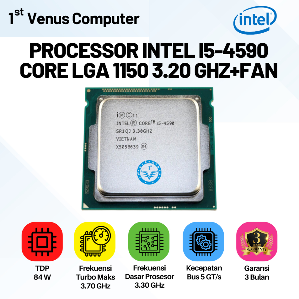 Jual PROCESSOR INTEL CORE I5-4590 LGA1150 3.20GHZ + FAN PROCE I5 GEN 4 ...