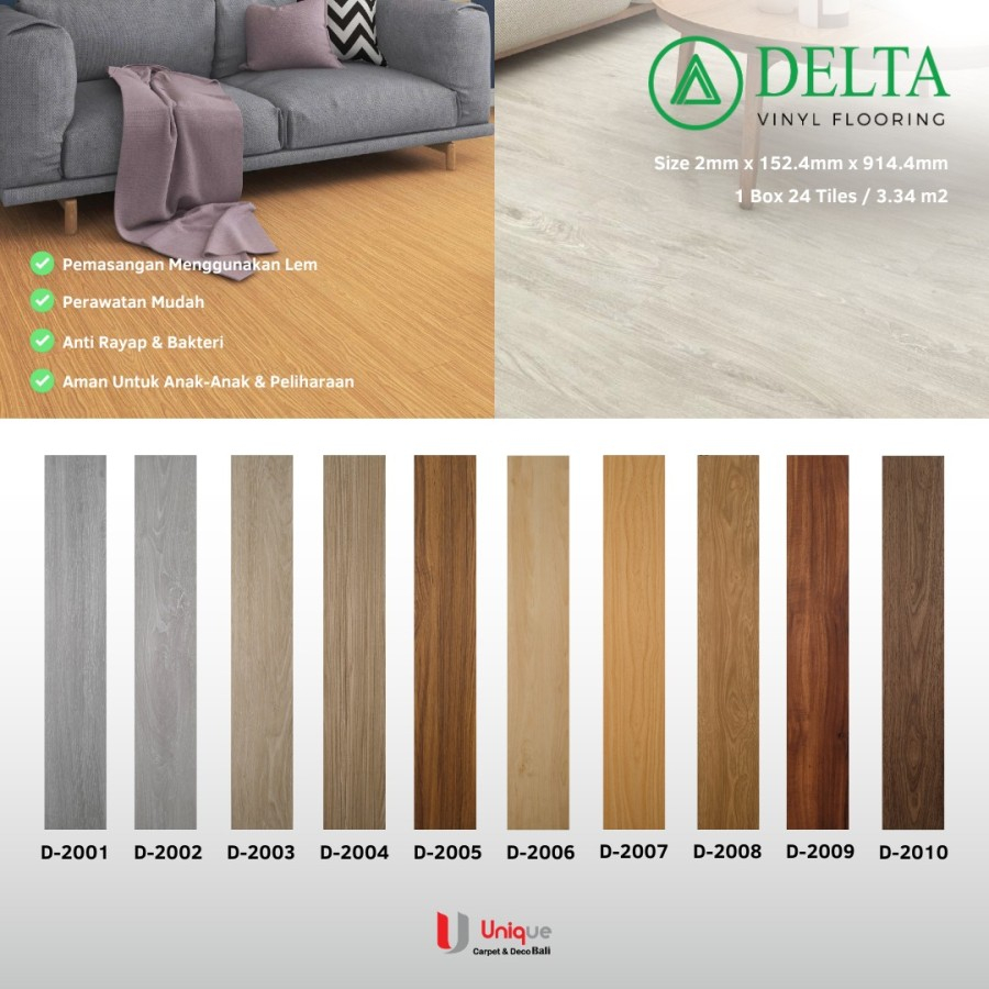 Jual Vinyl Flooring Delta Plank 2mm Motif Serat Kayu Wooden Flooring ...
