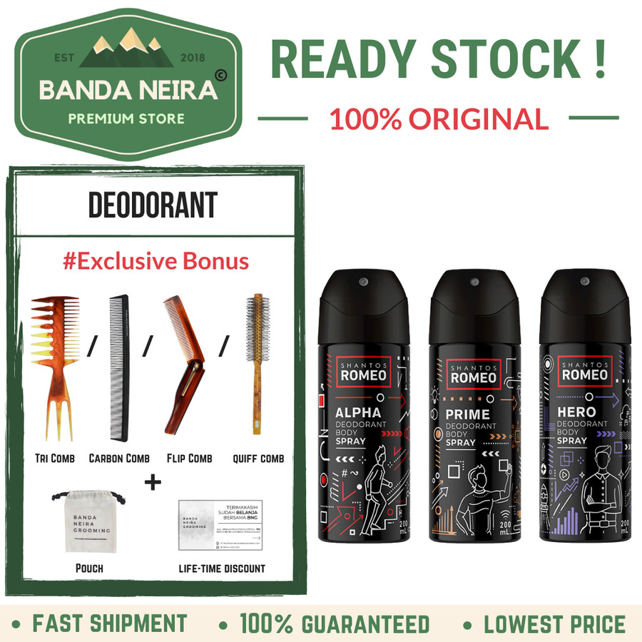 Jual SHANTOS ROMEO Deodorant Body Spray / Deodoran / Alpha / Prime ...