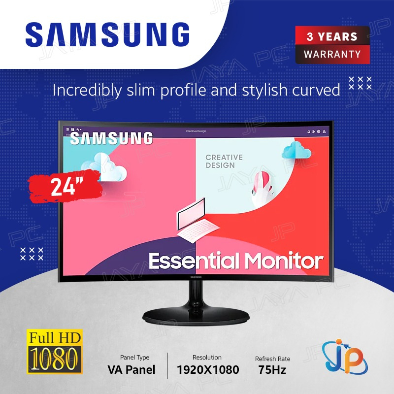Jual Monitor Samsung LED S24C366 Curved Full HD 24" Inch | Shopee Indonesia