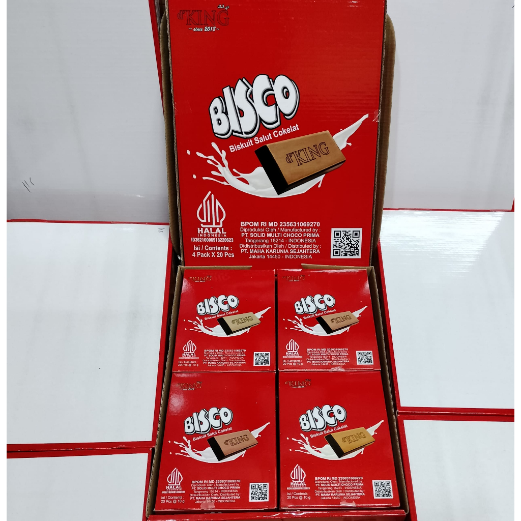 Jual Cokelat Batangan Bisco Biskuit Salut Coklat d'King 1 Dus isi 4 ...