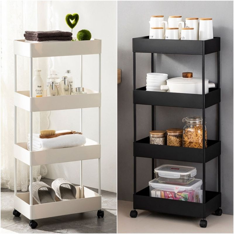 Jual RAK DAPUR SQUARE RAK TROLI SERBAGUNA 4 TINGKAT DENGAN RODA RAK ...