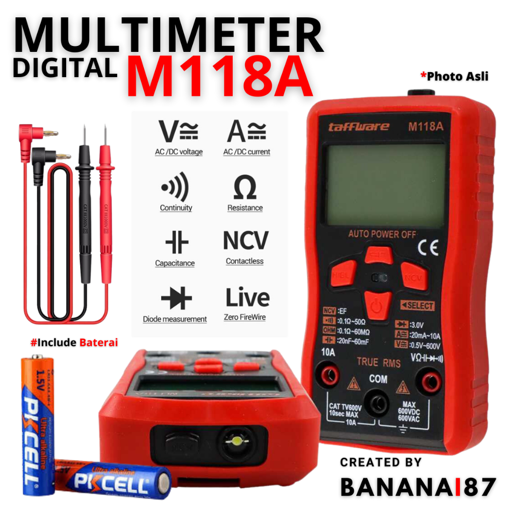 Jual Multimeter Digital Multitester M118A Alat Cek Tegangan AC/DC ...