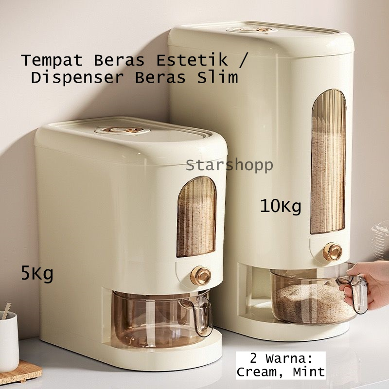 Jual Dispenser Beras Slim/ Tempat Beras Slim/ Wadah Beras 5kg & 10kg ...
