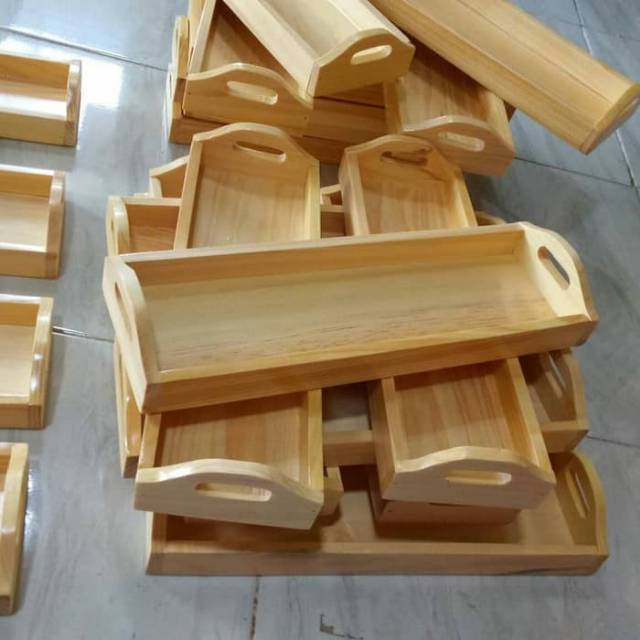 Jual NAMPAN KAYU / BAKI KAYU PERSEGI PANJANG/ tray kayu jati belanda uk ...