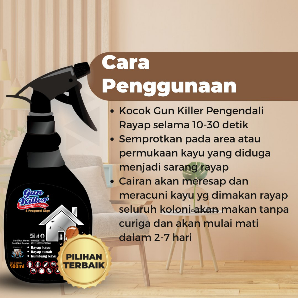 Jual GUN Killer Cairan Pengendali Rayap & Pengawet Kayu 500 ml Efektif ...