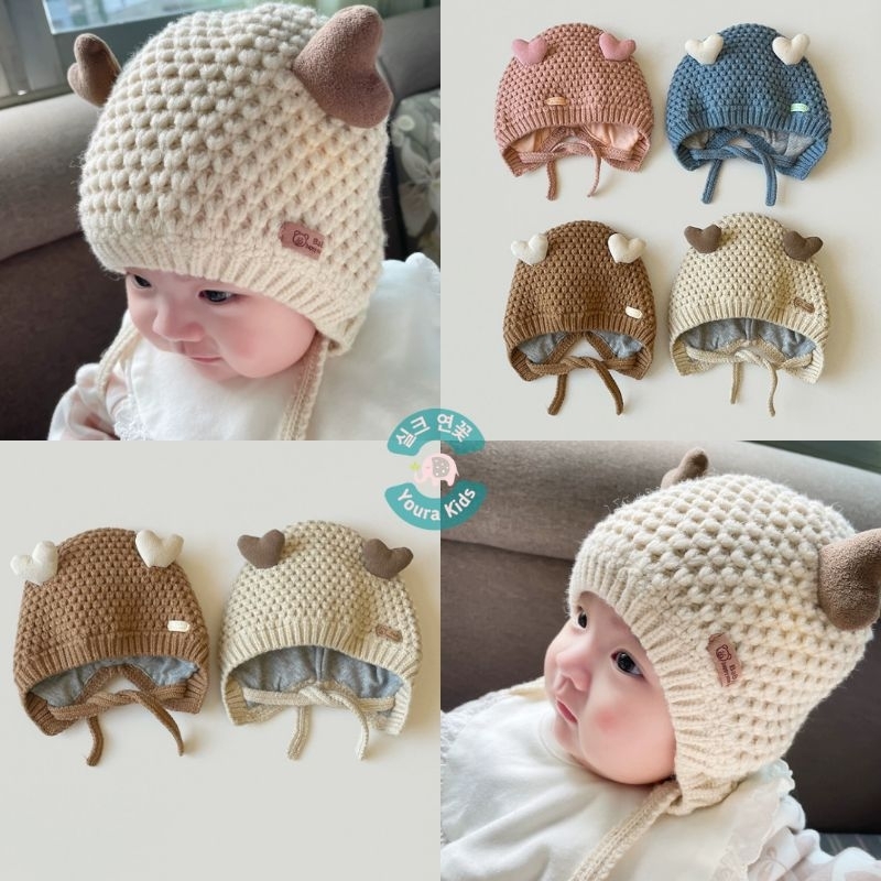 Jual 0-2 thn | Topi BONNET Anak Rajut Newborn-LOVE 3D EAR-Korean Model ...