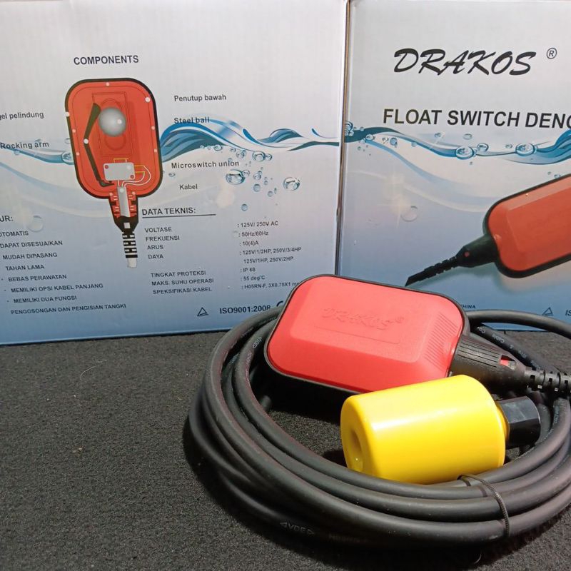 Jual float switch dengan kabel 5 meter otomatis pompa air | Shopee ...