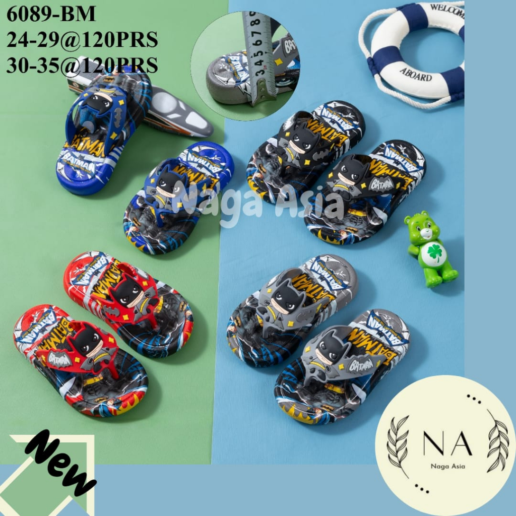 Jual sandal jepit anak cowok karakter batman terbaru 6089-BM /sandal ...