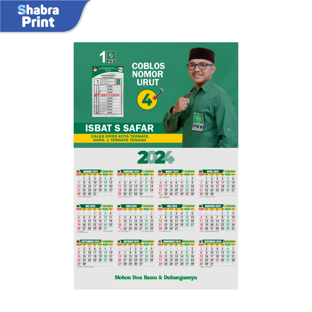 Jual (BEST SELLER) KALENDER CALEG 2024 / KALENDER PILPRES / KALENDER 1 ...