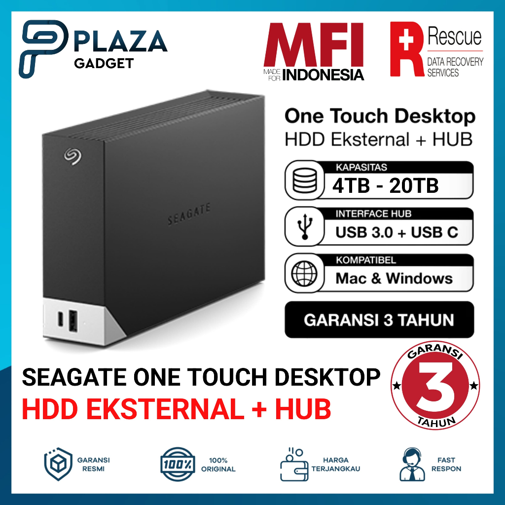 Jual Seagate One Touch Desktop Hub HDD / Hardisk Eksternal USB 3.0 4TB ...