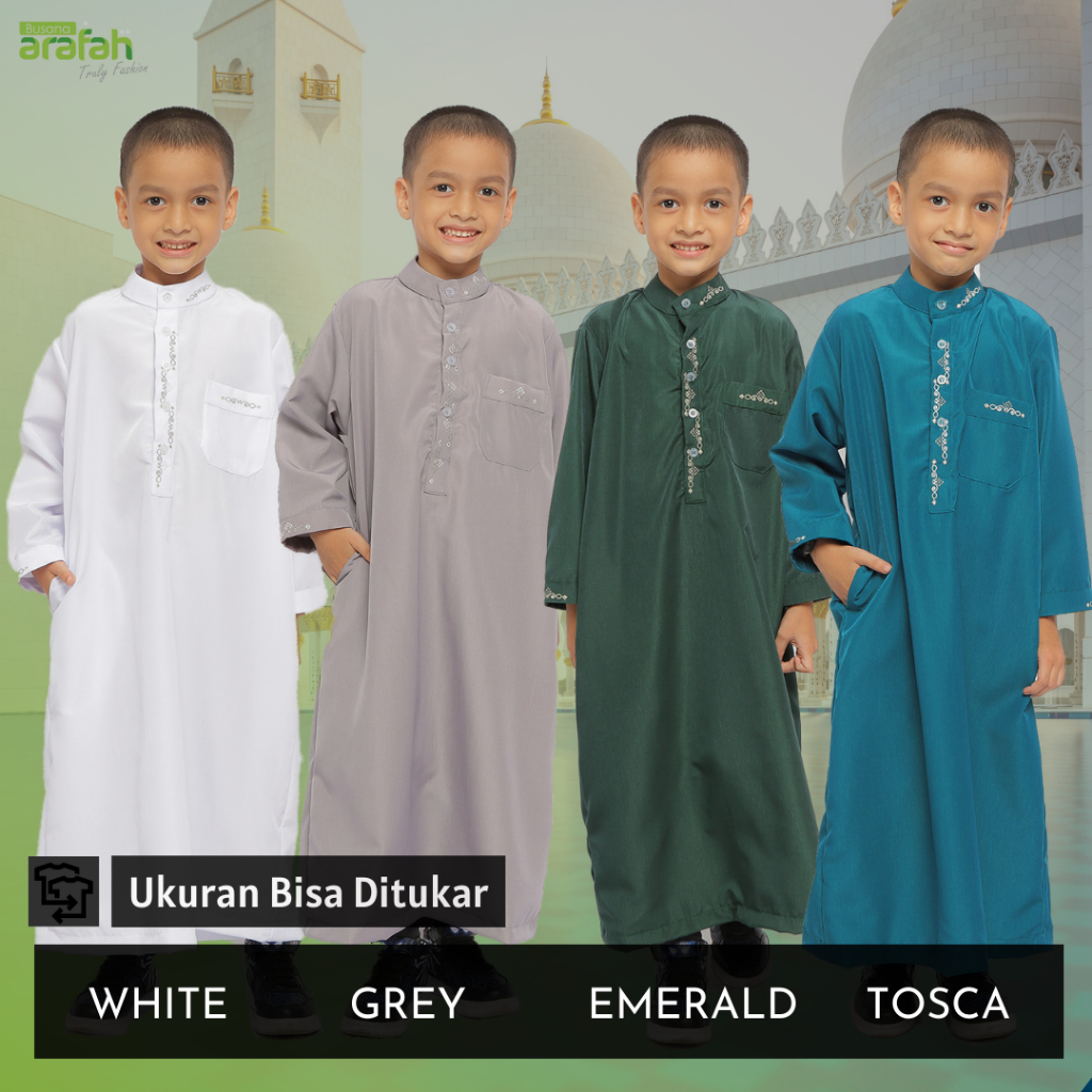 Jual Gamis Pria Dewasa anak laki laki Jubah Muslim Warna Putih Abu ...