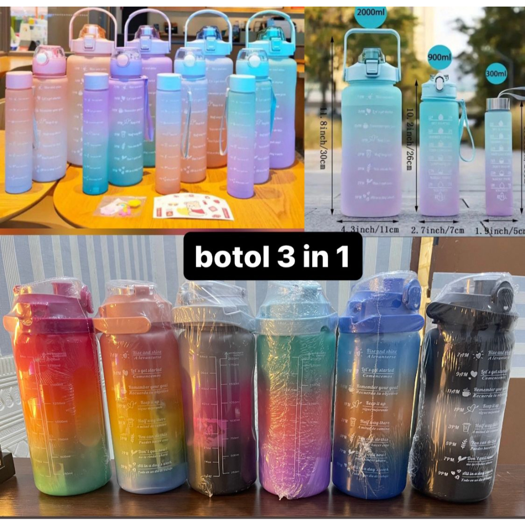 Jual BOTOL MINUM VIRAL BOTOL BERANAK 3IN1 BOTOL DOFF FREE STIKER ...