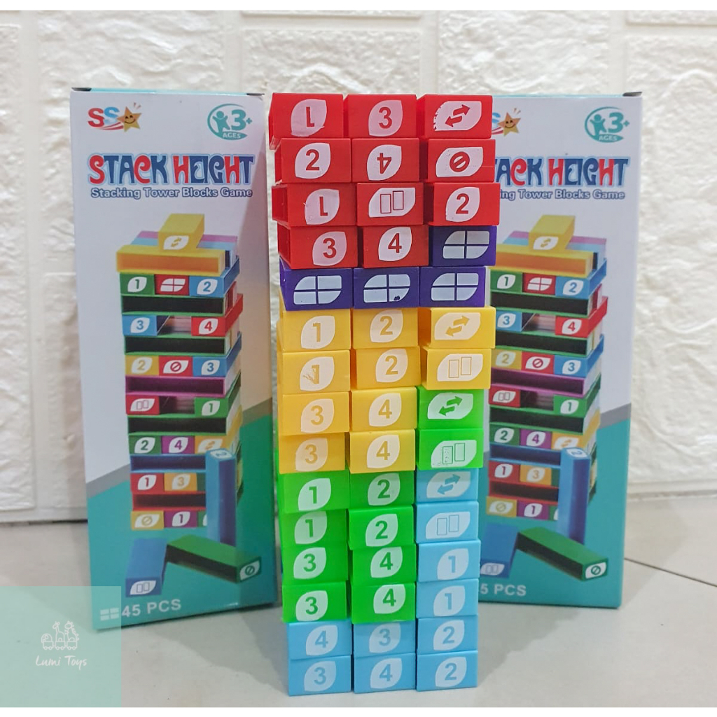 Jual Mainan Anak Board Games Stacko Balok Family Game Stack Height ...