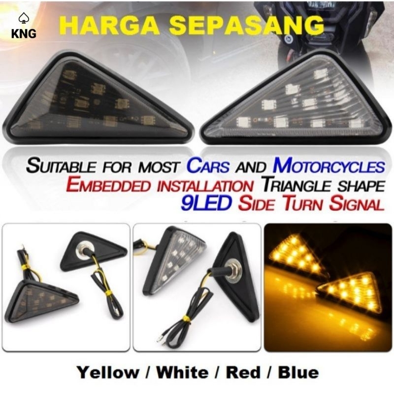 Jual Lampu Sein Motor Led SegitigaTempel Ukuran Besar Universal Untuk ...
