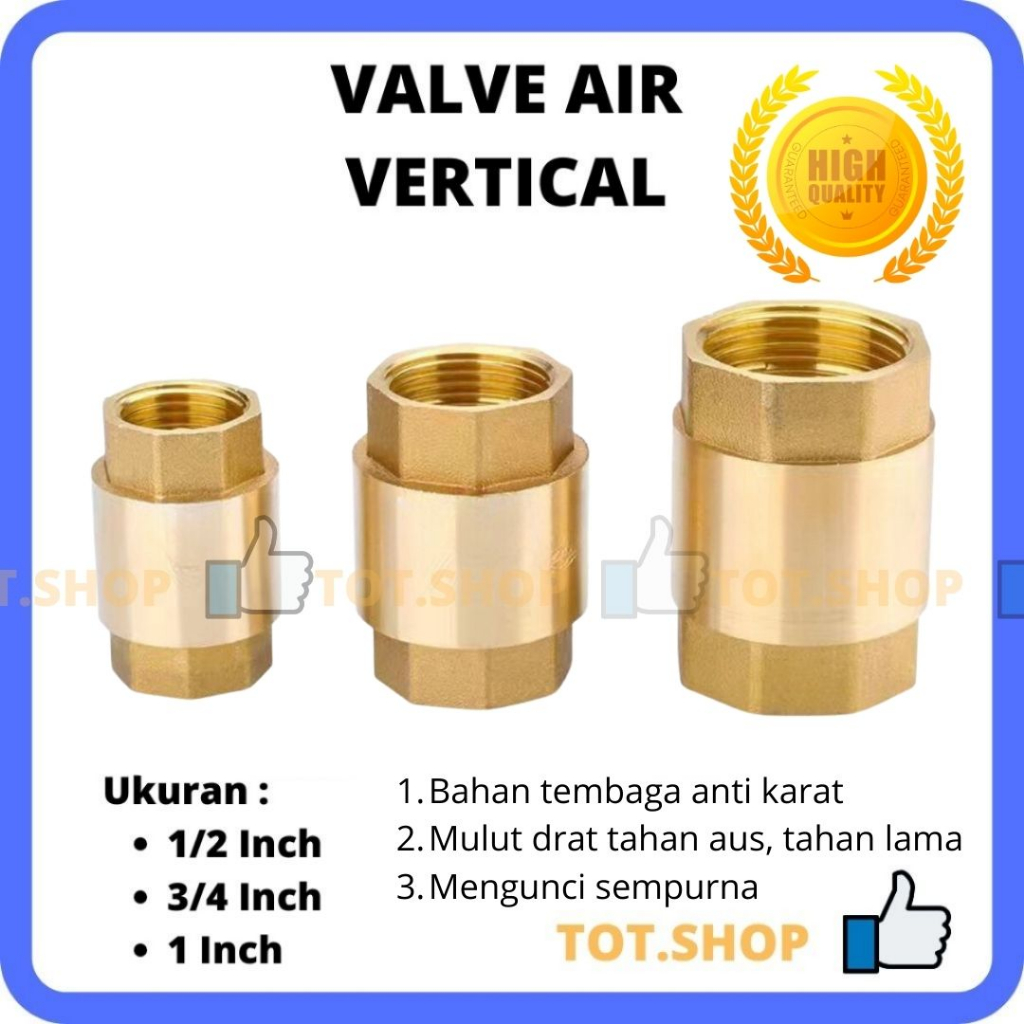 Jual VERTICAL Tusen Klep / Katup Valve Check Kuningan 1/2" 3/4" 1" inch ...