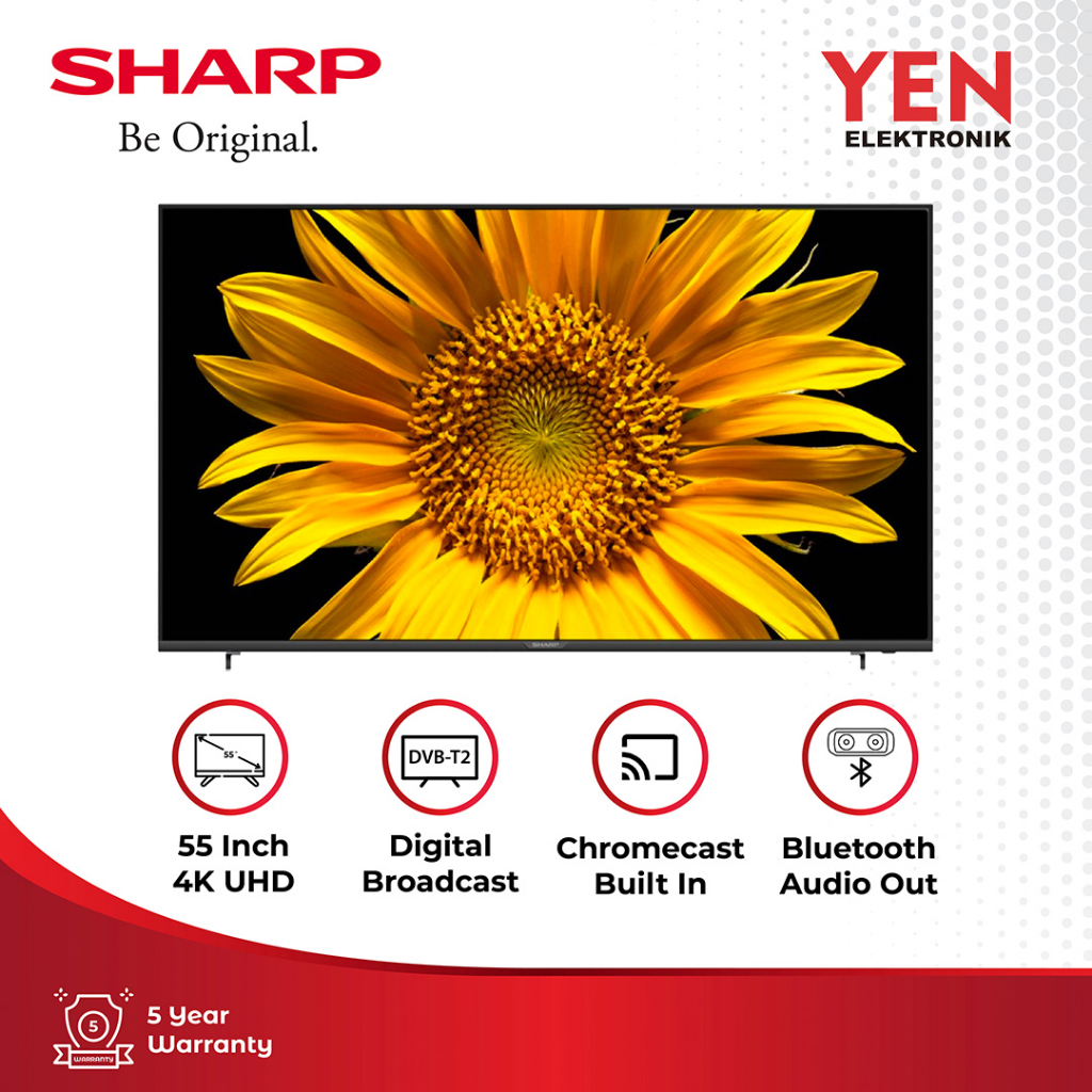 Jual TV Sharp 55 Inch 4K TV 4T-C55FJ1I Black 55 inch | Shopee Indonesia