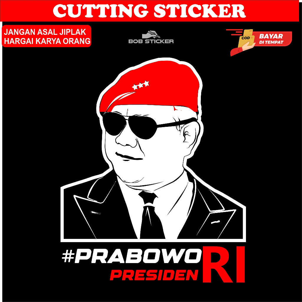 Jual stiker prabowo presiden 2024 - cutting stiker prabowo baret merah ...