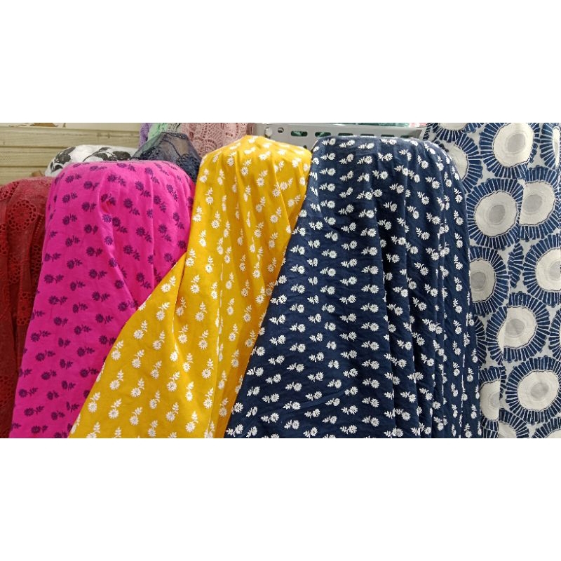 Jual bahan kain katun bordir motif bunga kembang | Shopee Indonesia
