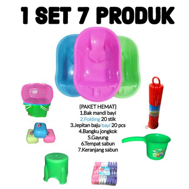Jual (PAKET HEMAT)bak mandi bayi+keranjang sabun+jepitan baju LAUNDRY ...