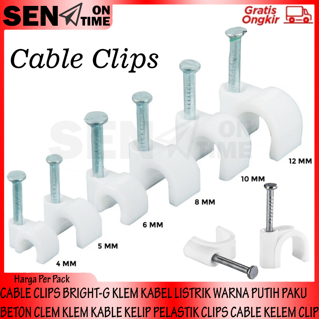 Jual KLIP KABEL PLASTIK BRIGHT-G ELEKTRIK 14mm 16mm 18mm 20mm PUTIH ...