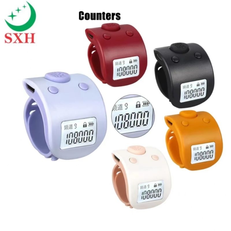 Jual (SXH) Tasbih mini Digital LED Muslim Electronic Finger Ring Hand ...