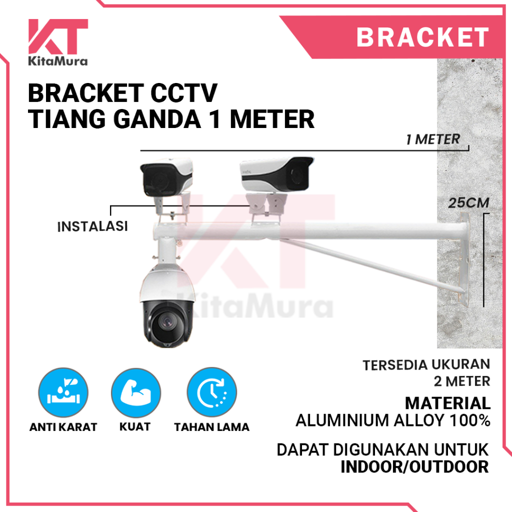 Jual Bracket CCTV Tiang Ganda Pole Mount || Tiang Ganda 1-2 Meter ...