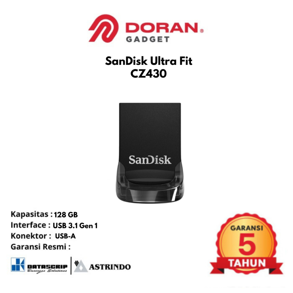 Jual SanDisk CZ430 128GB Flashdisk Ultra Fit USB 3.1 - Garansi Resmi 5 ...