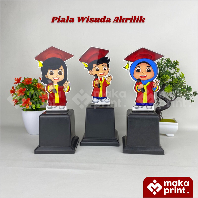 Jual Piala Akrilik Wisuda (Hijab Merah) - Piala Kelulusan - Piala ...