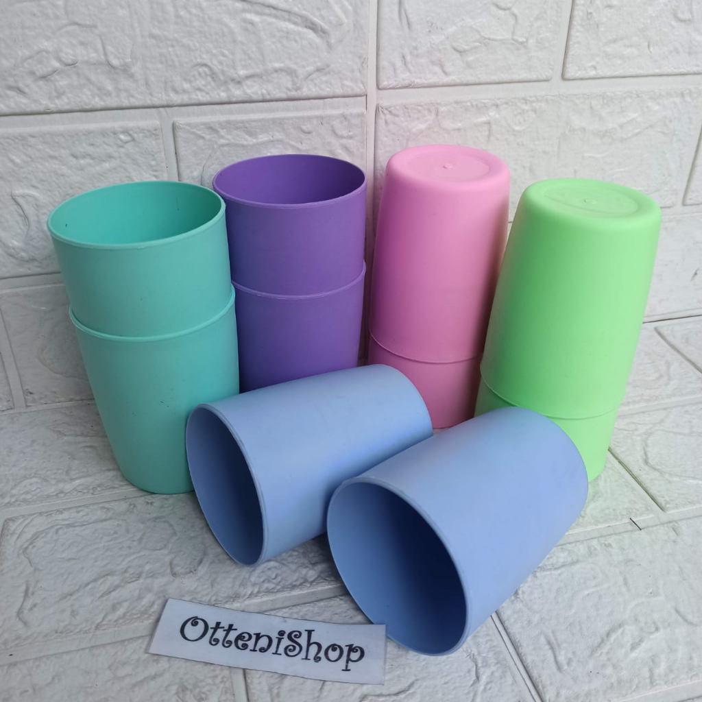 Jual Gelas minum plastik warna pastel soft gelas minum teh kopi model ...