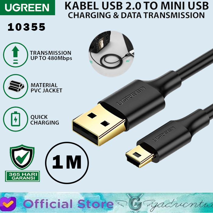 Jual UGREEN 10355 Kabel Data Kamera DSLR 5 Pin USB 2.0 To Mini USB ...