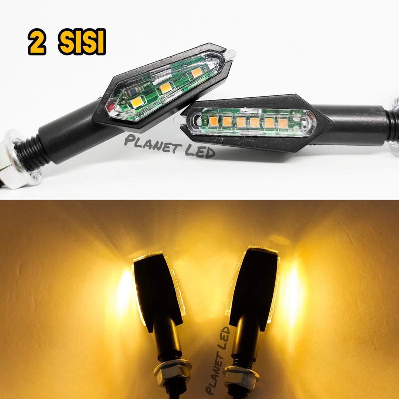 Jual COD Lampu LED Sein Mini 2 Sisi Kedip Sen Motor Universal Lampu Sen ...