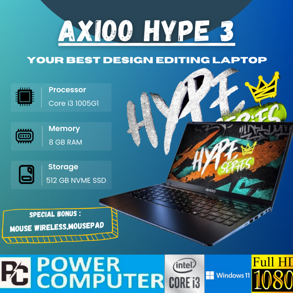 Jual LAPTOP EDITING DESAIN AXIOO HYPE 3 CORE I3 1005G1 8GB 256GB W11 14 ...