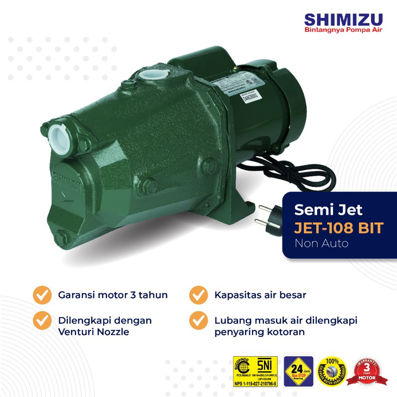 Jual Pompa Air Shimizu Semi Jet Pump JET 108 BIT 150W 150 Watt Mesin Pompa Air Sumur Dangkal ...